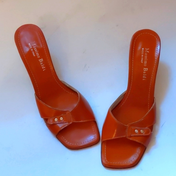 Massimo Baldi | Shoes | Massimo Baldi Orange Leather Sandalssz 6 2b ...